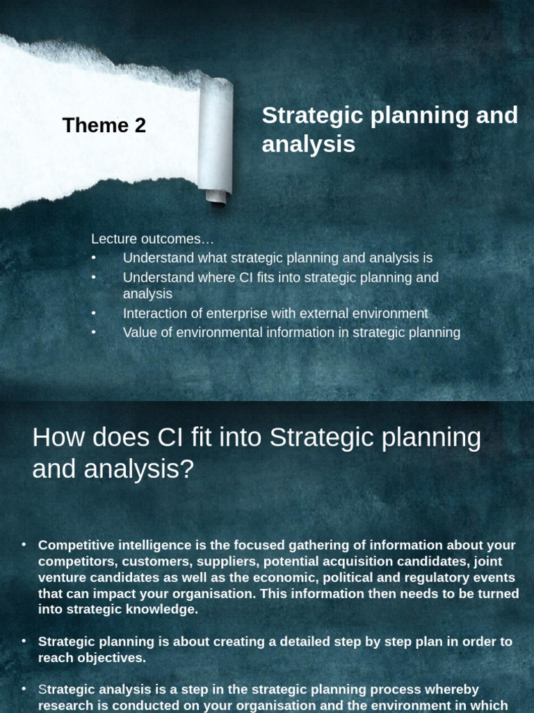 Strategic Planning and Competitive Intelligence | PDF | Strategic ...