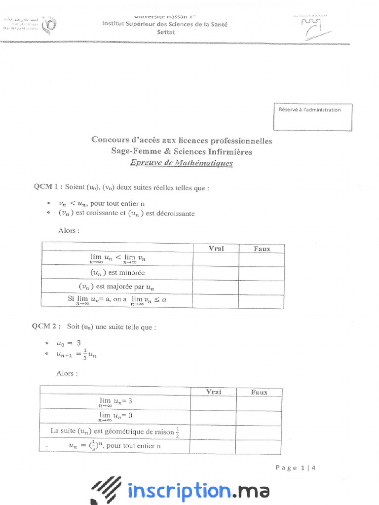 Exemple de Concours ISSS Math | PDF