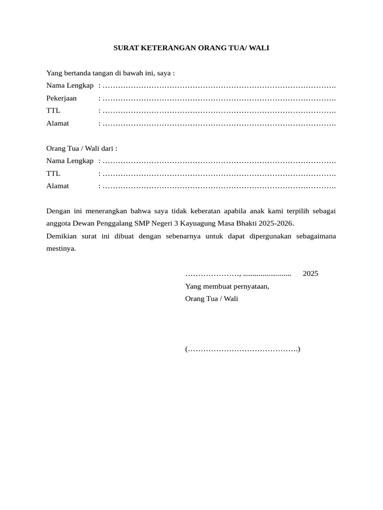 Surat Pernyataan Dewan | PDF