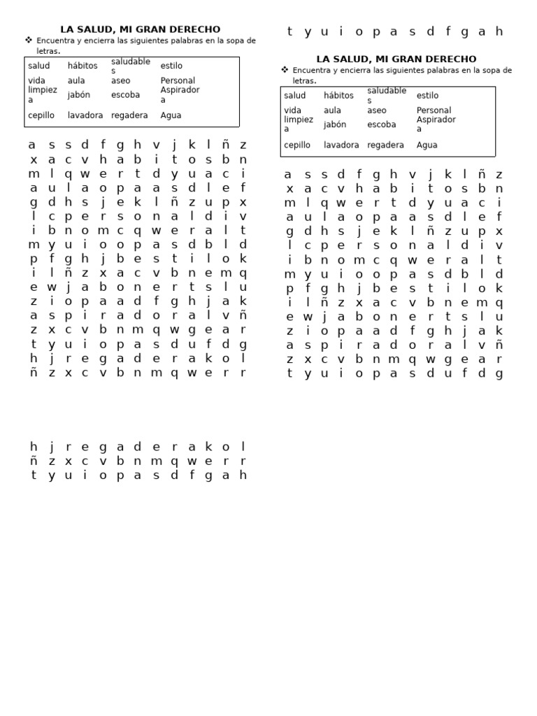 LA SALUD Sopa de Letras | PDF