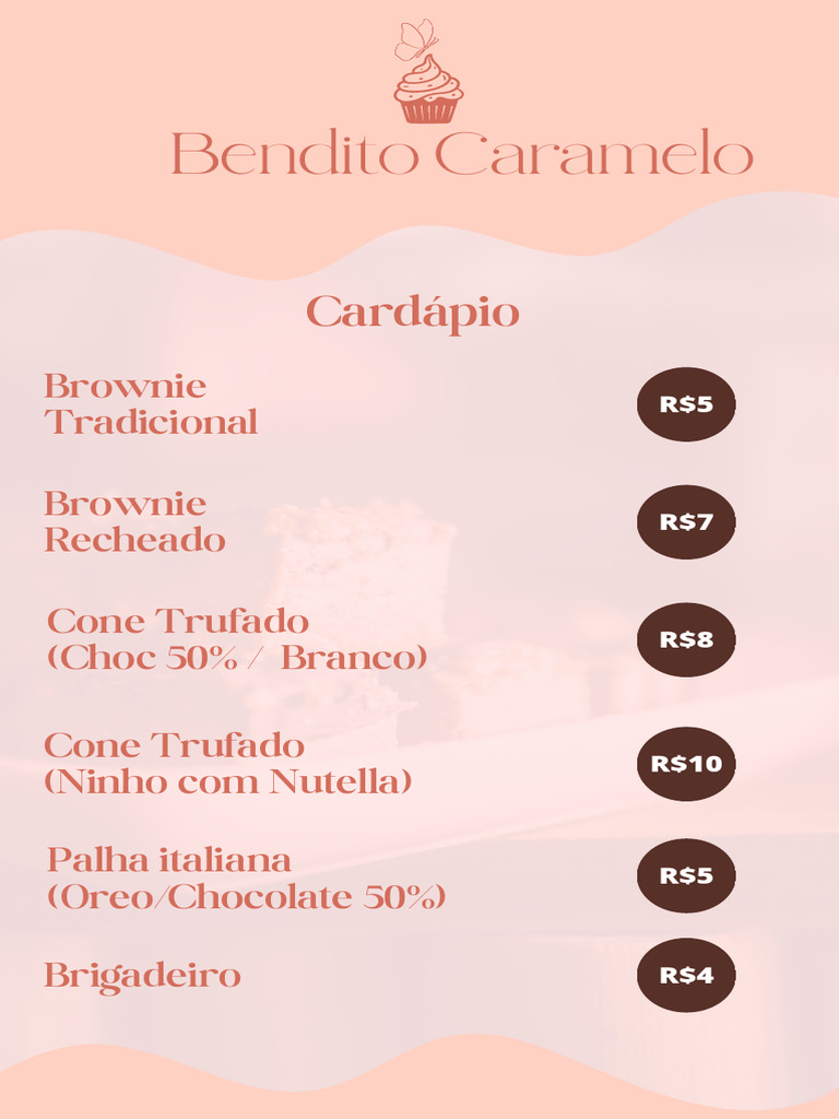 Cardápio Do Dia para Confeitaria Moderno Rosa e Marrom Story Do ...