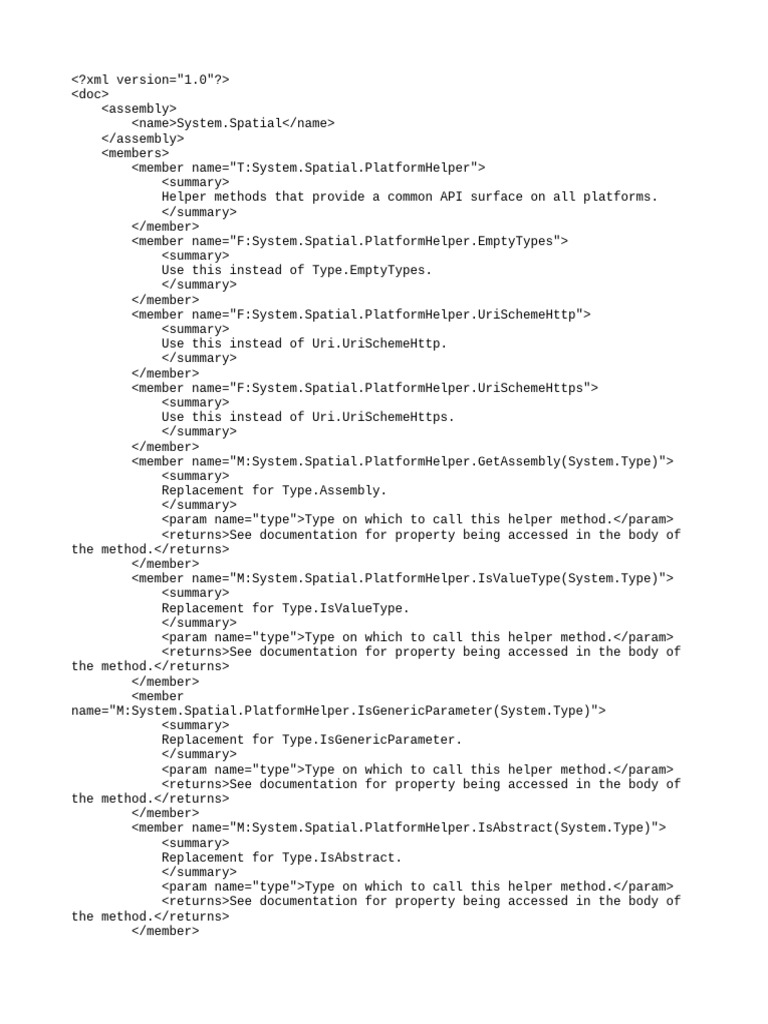 System Spatial XML | PDF | Method (Computer Programming) | Constructor (Object Oriented Programming)