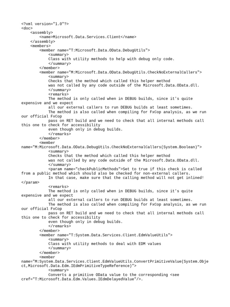 Microsoft.Data.Services.Client.xml | PDF | String (Computer Science) | Parameter (Computer ...
