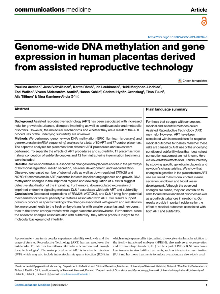 DNA TEST document | PDF | In Vitro Fertilisation | Infertility