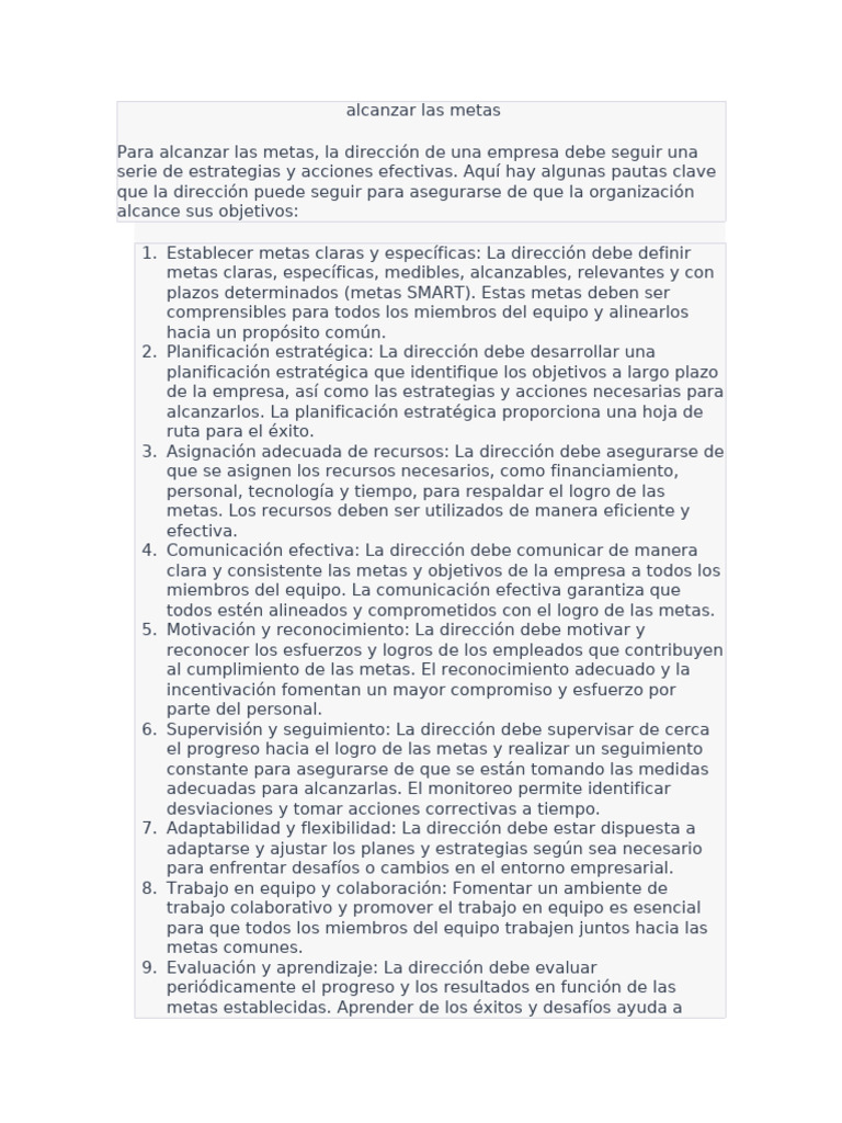 Estrategias para Alcanzar Metas Empresariales | PDF | Planificación ...