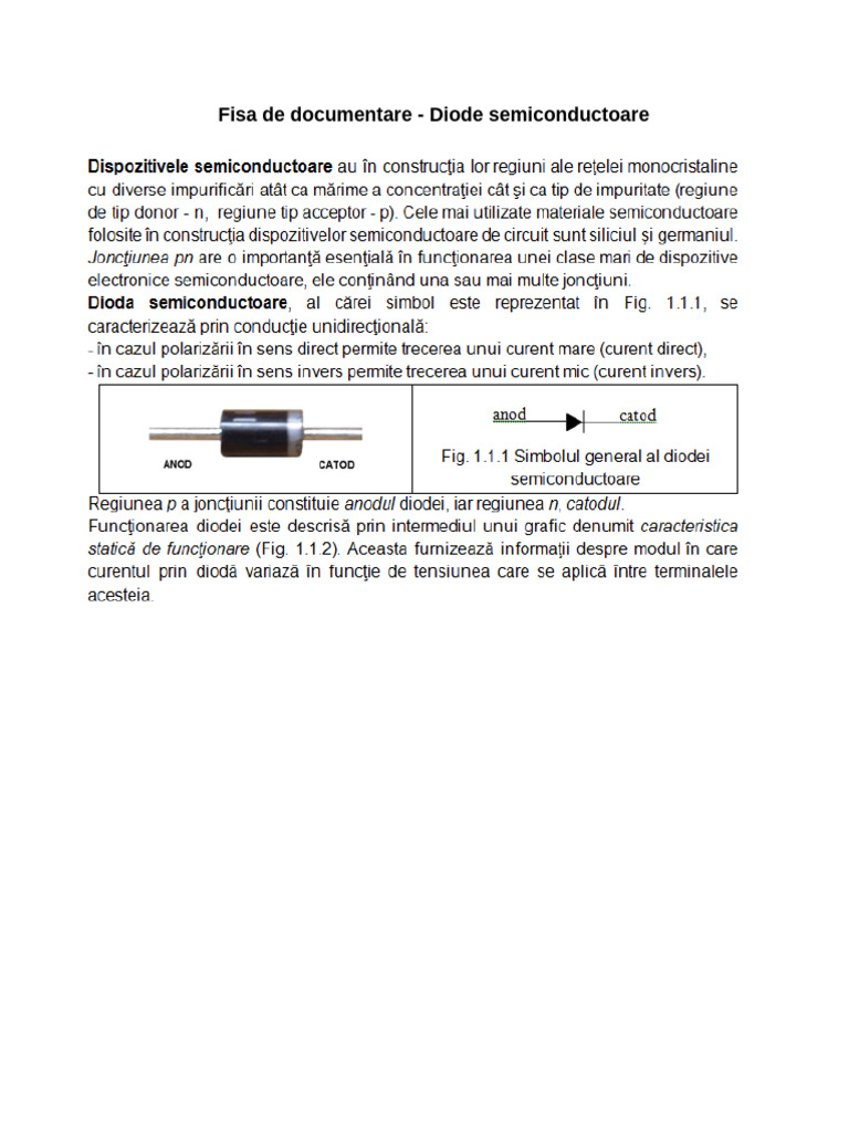 Fisa de Documentare - Diode Semiconductoare | PDF
