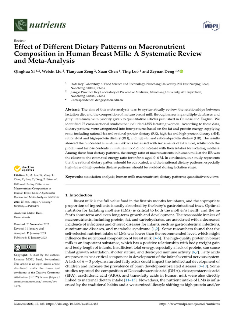 Effect of Different Dietary Patterns On Macronutrient | PDF | Nutrients ...