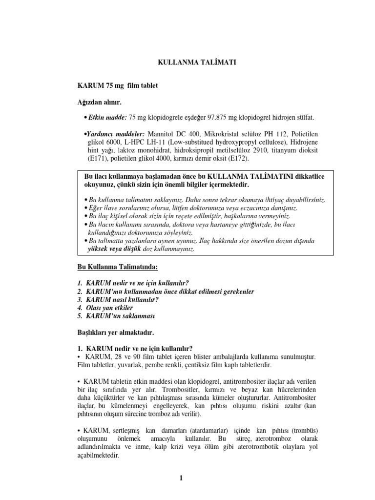 6909 Karum 75mg Film Tablet KT | PDF