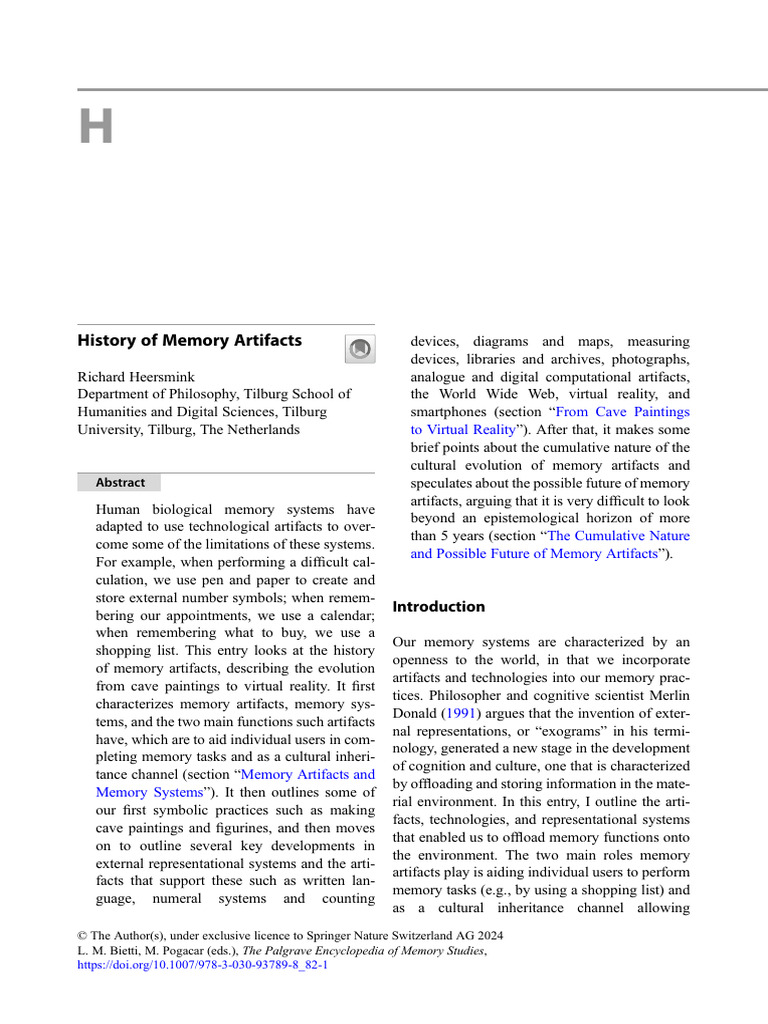 Evolution of Memory Artifacts | PDF | Alphabet | Virtual Reality