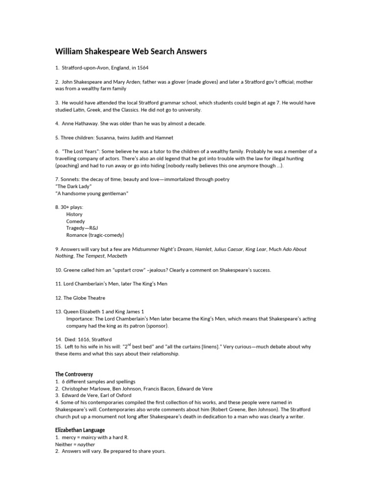 William Shakespeare: Life and Works Overview | PDF