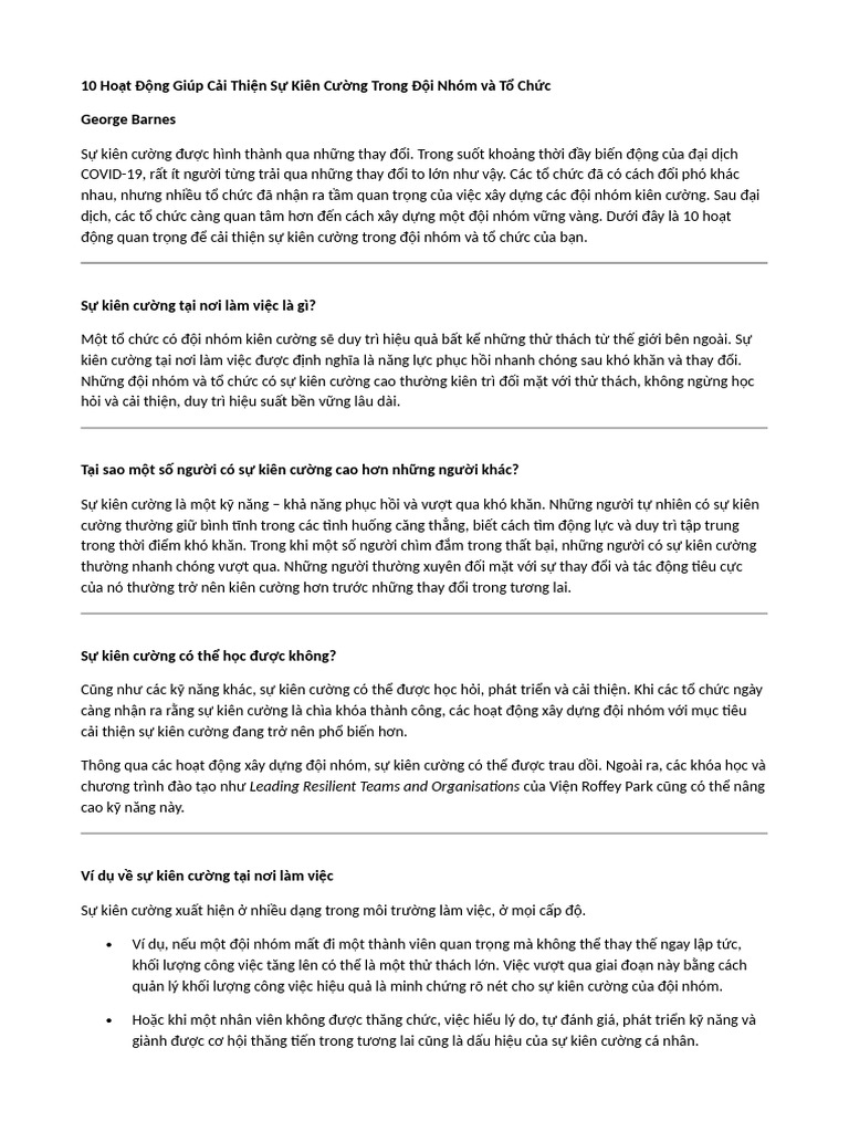 10 Activities To Help You Improve Resilience in Teams and Organisations ...