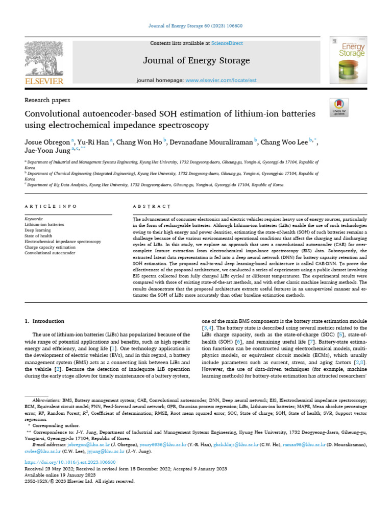 paper-2023-Convolutional-autoencoder-based-SOH-LIB-EIS | PDF | Deep Learning | Lithium Ion Battery