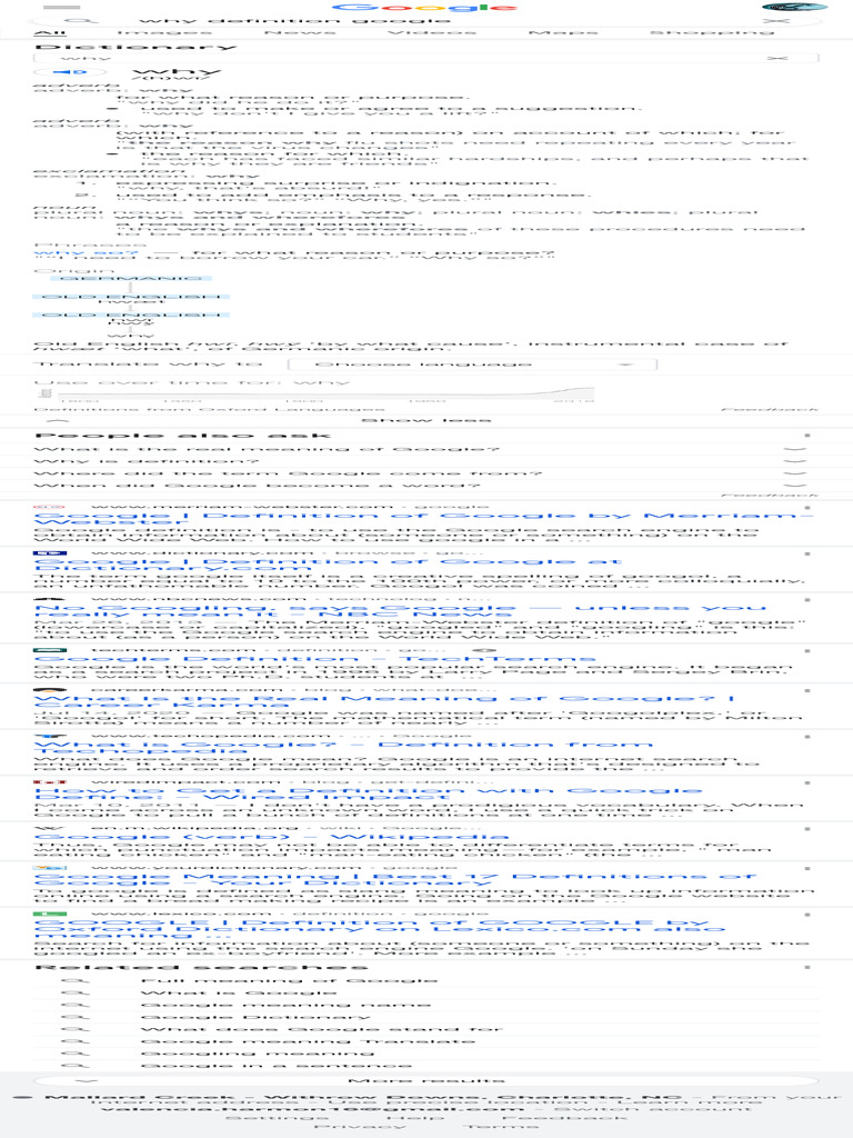 Why Definition Google - Google Search | PDF | Plural | Noun