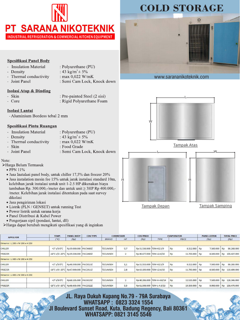 Cold Storage Pricelist | PDF