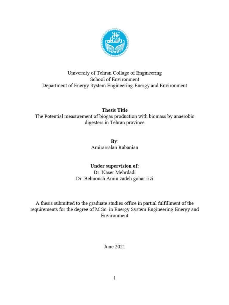 Master Thesis | PDF | Biogas | Anaerobic Digestion