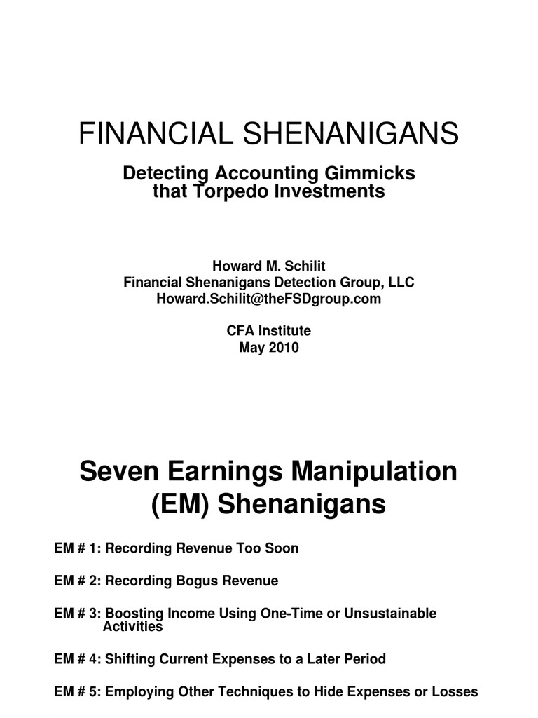 Financial Shenanigans by Howard Schilit | PDF | Revenue | Expense