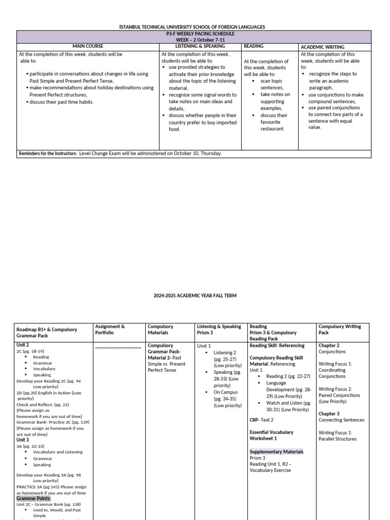UPDATED P3-F 2024-2025 Weekly Pacing 02 | PDF | Language Mechanics ...