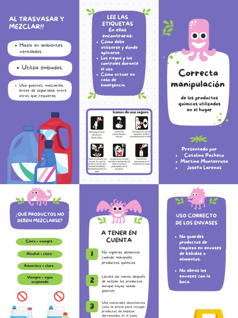 Folleto TrÃ - Ptico Actividades Infantiles Ilustrado Divertido Morado y Rosa | PDF