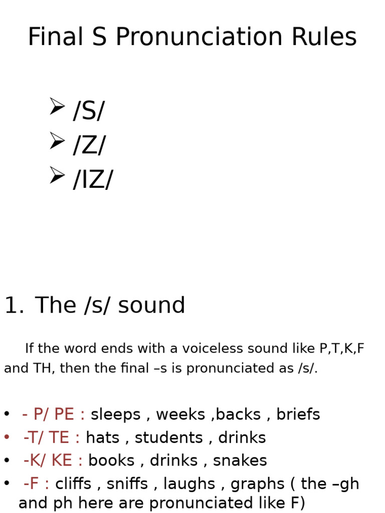 Final S Pronunciation Rules Explained | PDF