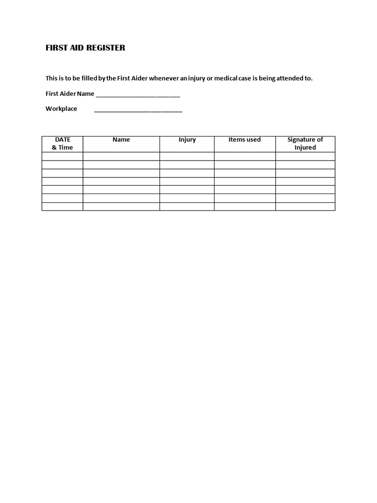 First Aid Register | PDF