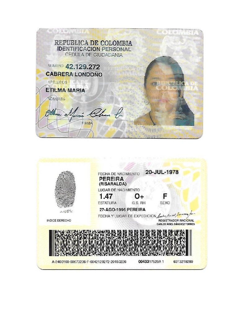 Pereira 42129272 Etilma Maria Cabrera Cedula | PDF