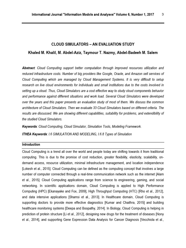 Cloud Simulators An Evaluation Study | PDF | Cloud Computing | Simulation