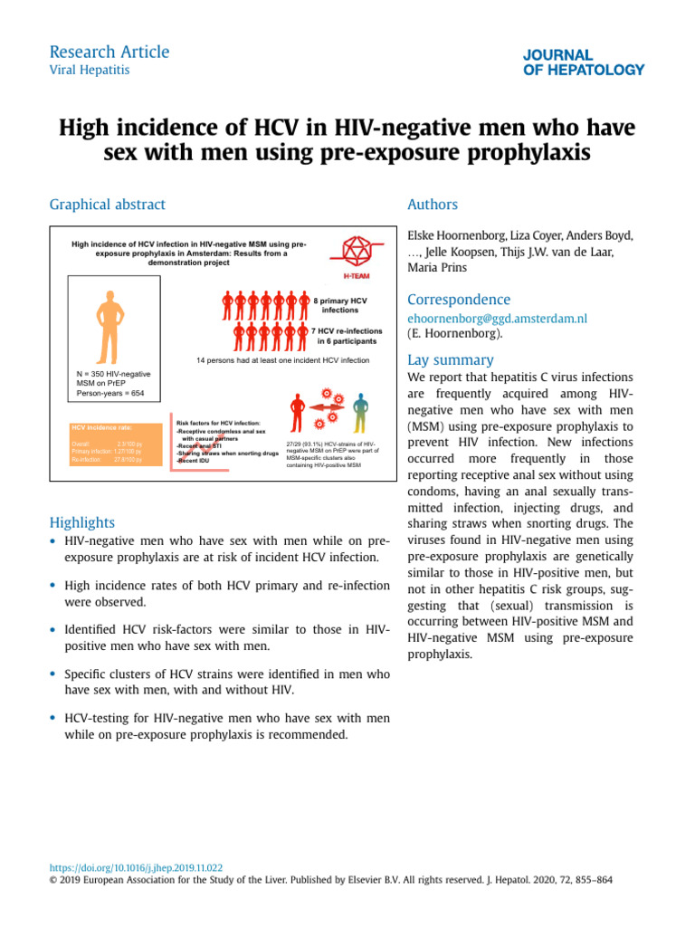 High Incidence Of Hcv In Hiv Negative Men Who Have Sex With Men Pdf Men Who Have Sex With
