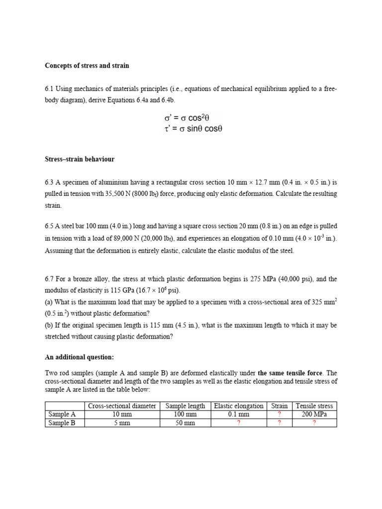 Tutorial Questions-2023 | PDF | Deformation (Engineering) | Corrosion