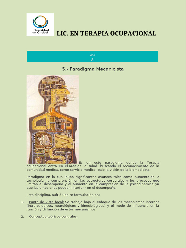 Paradigma Mecanicista | PDF | Terapia ocupacional | Paradigma