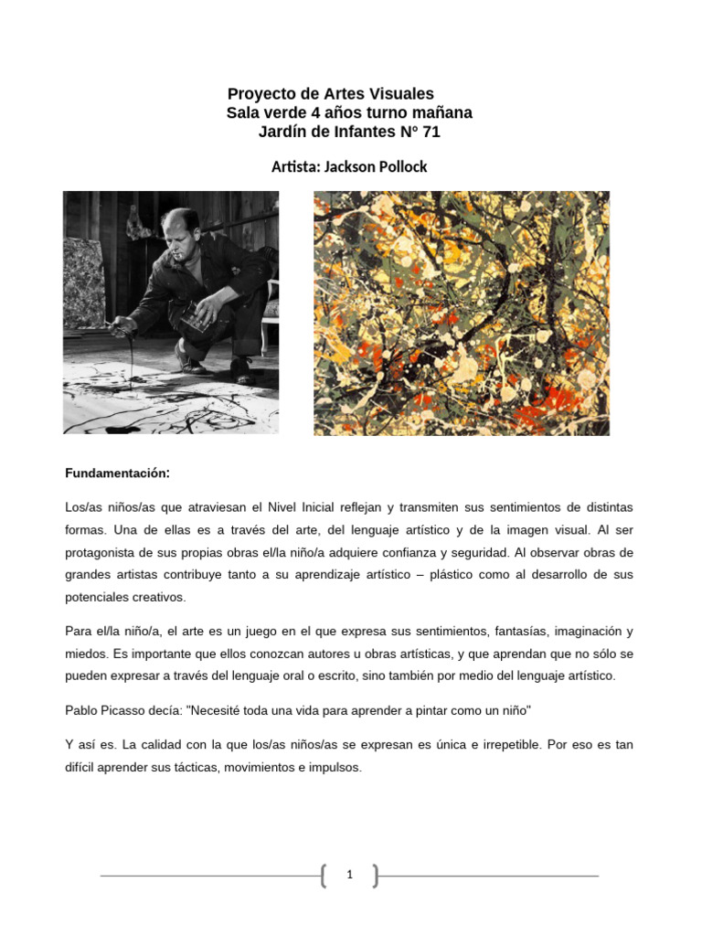 Secuencia Jackson Pollock 4 | PDF | Pinturas | Educación de la primera ...