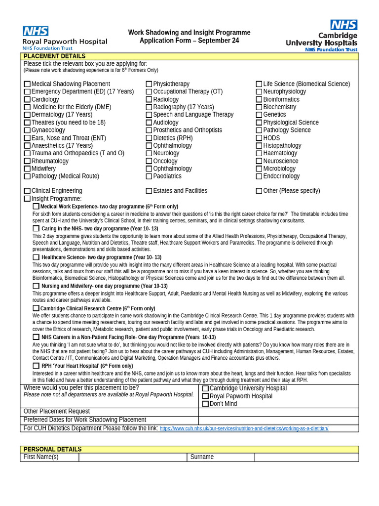 WEX Application Form Sept 2024 | PDF | Medicine | Health Care