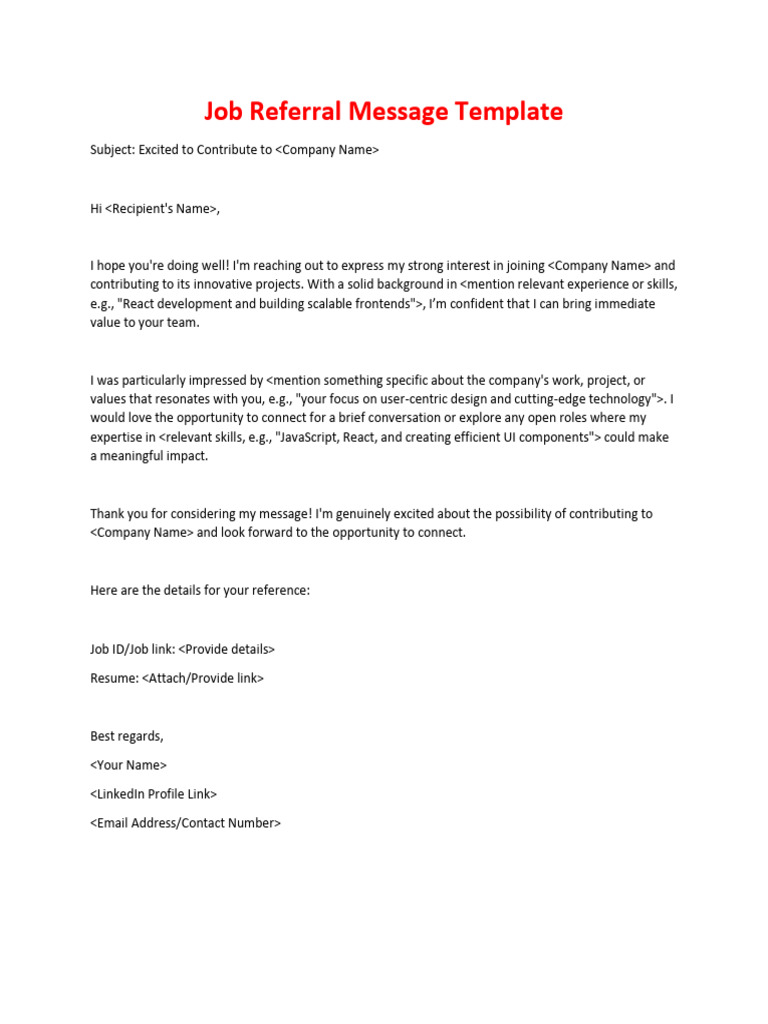 Job Referral Message | PDF