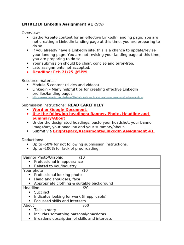 LinkedIn Assignment 1 SP | PDF
