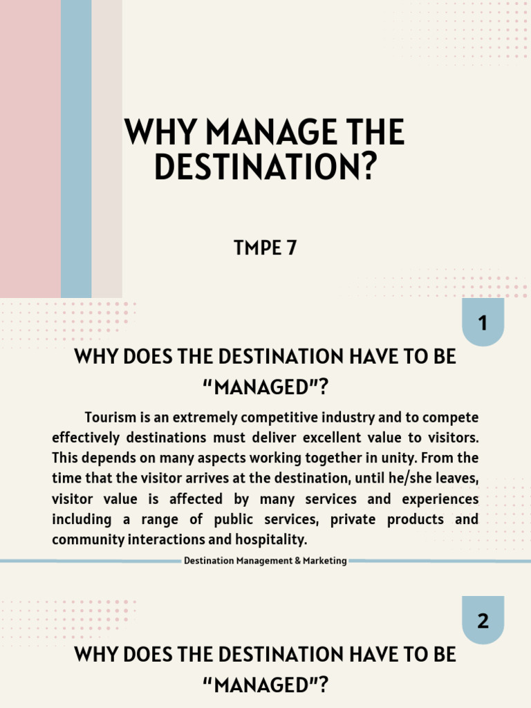 Why Manage The Destination | PDF | Tourism | Marketing