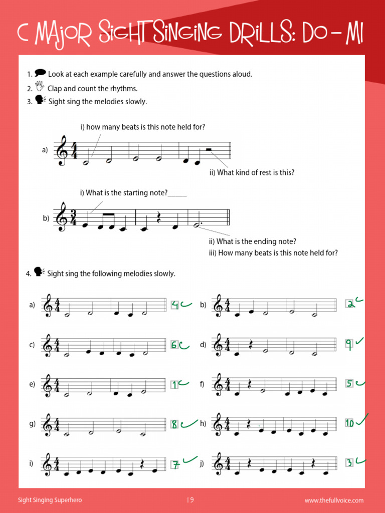 C Major Sight Singing Drills: DO-MI | PDF