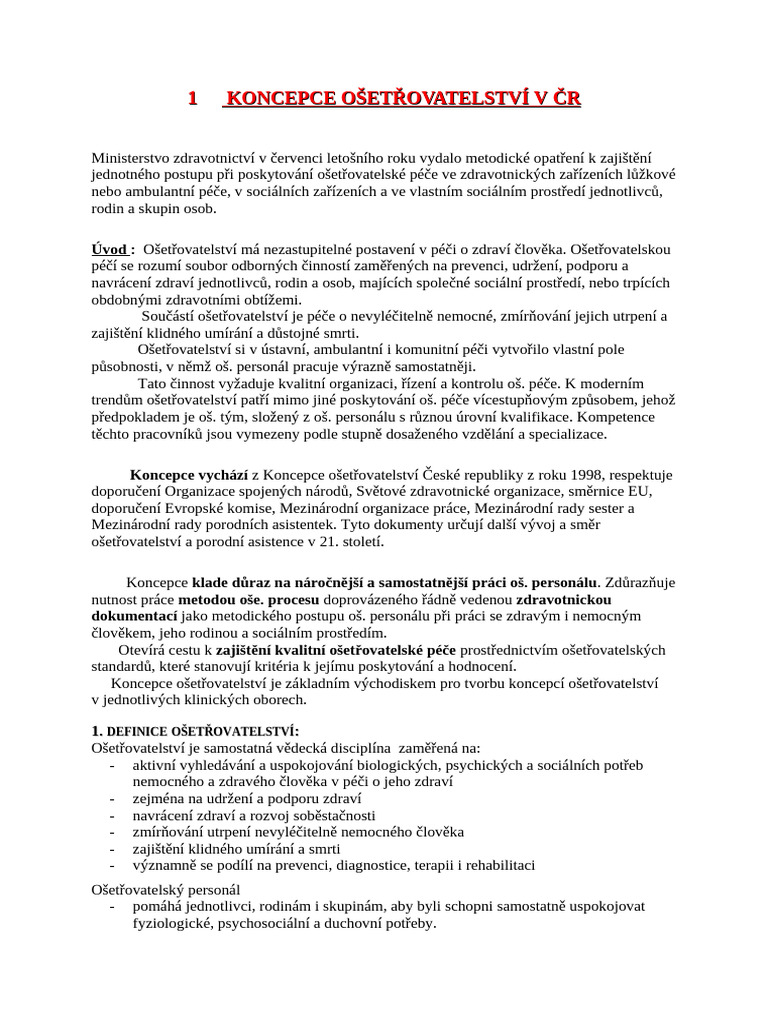 1. KONCEPCE OSETROVATELSTVI V CR | PDF