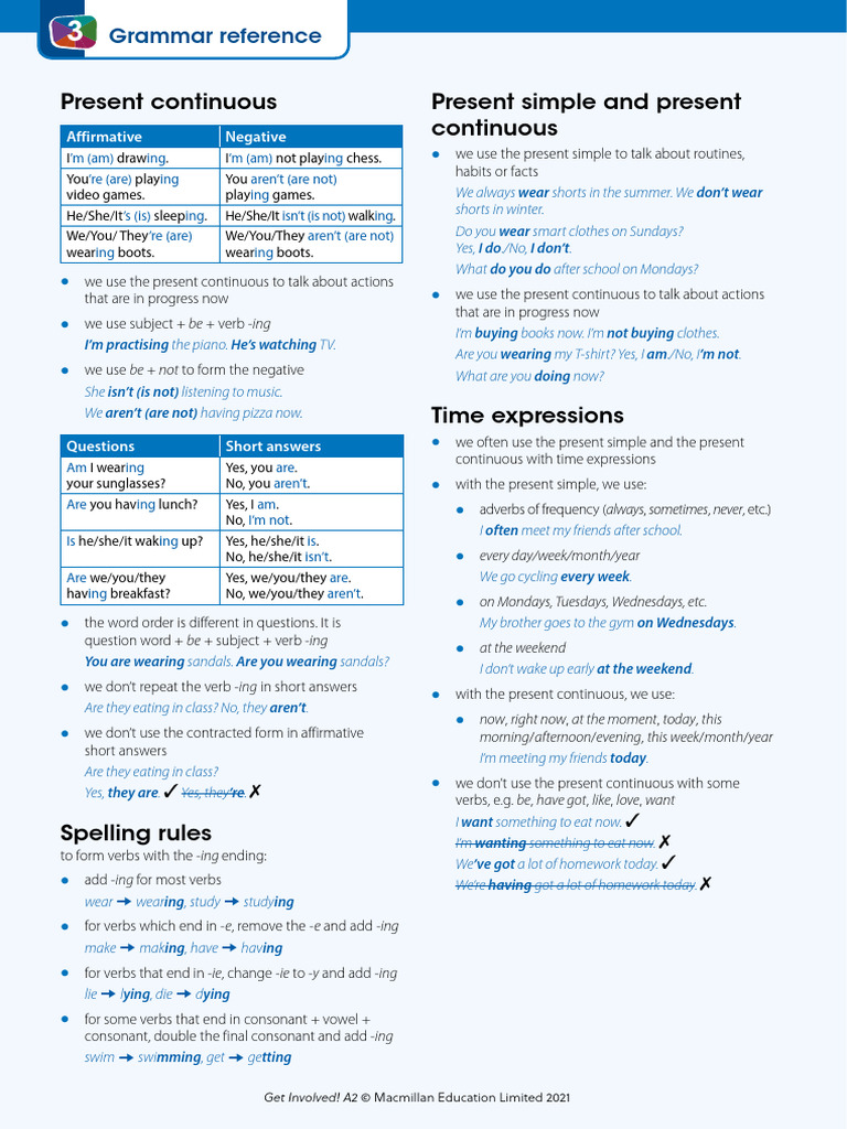 Present Continuous Grammar Reference | PDF | Languages | Foreign ...