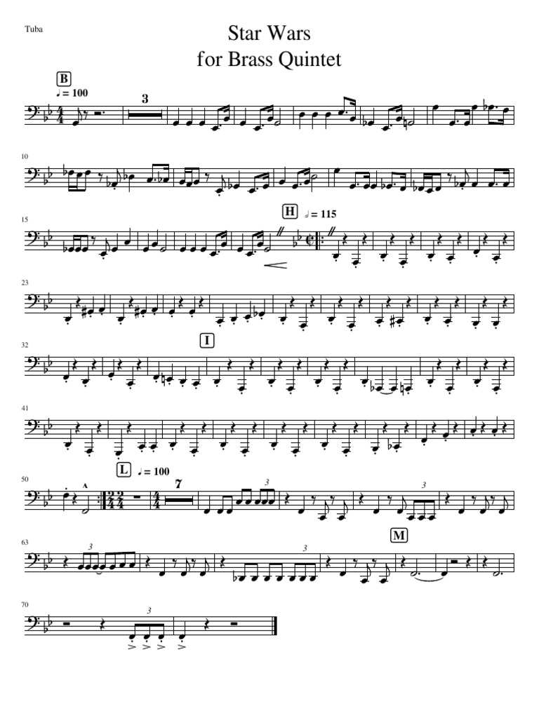 Star Wars For Brass Quintet-rövid-Tuba | PDF | Brass Instruments ...