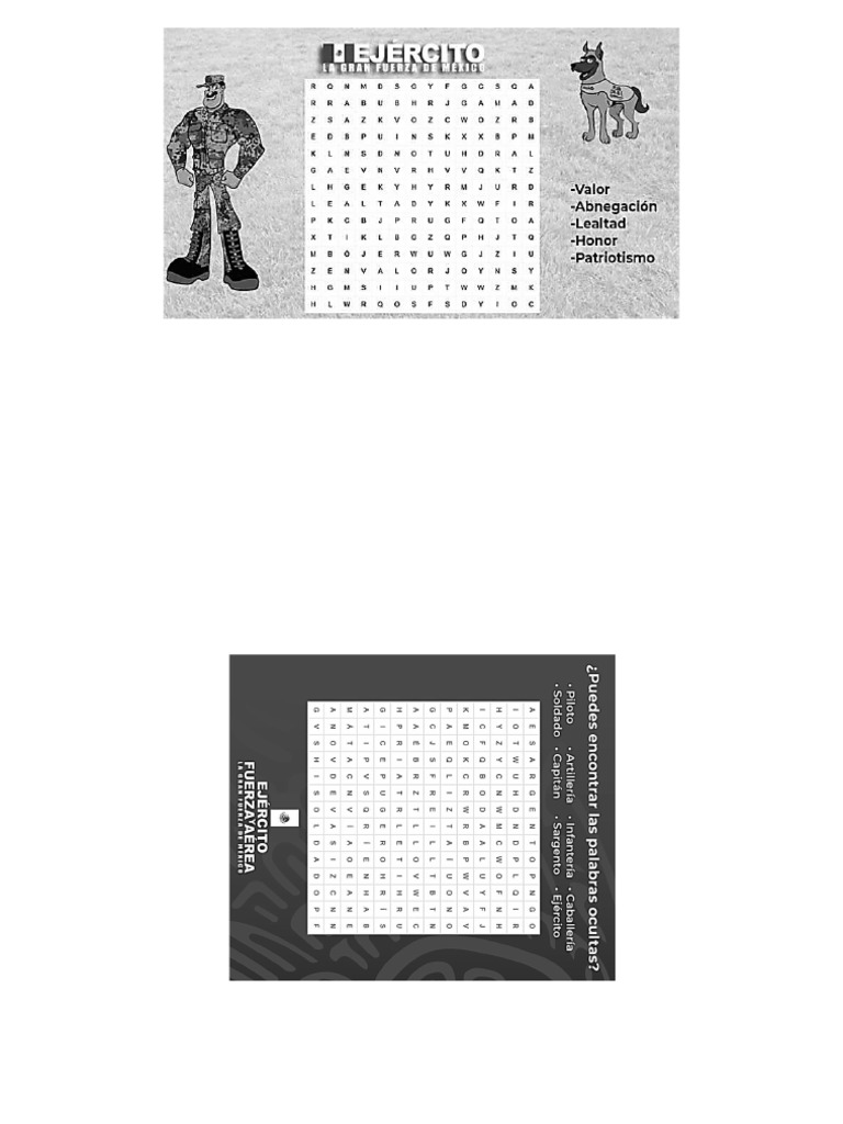 Sopa de Letras Del Dia Del Ejercito Mexicano | PDF