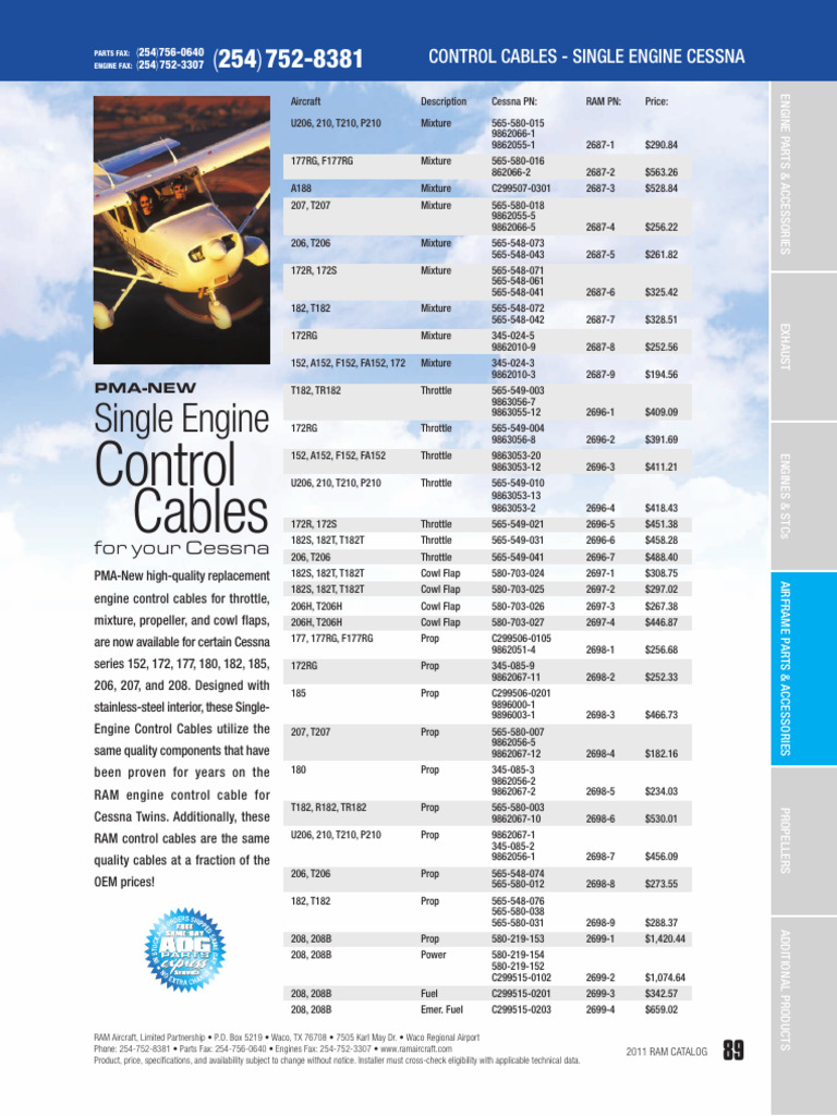 89 Cables - Single Engine Cessna | PDF | Vehicle Design | Wing ...