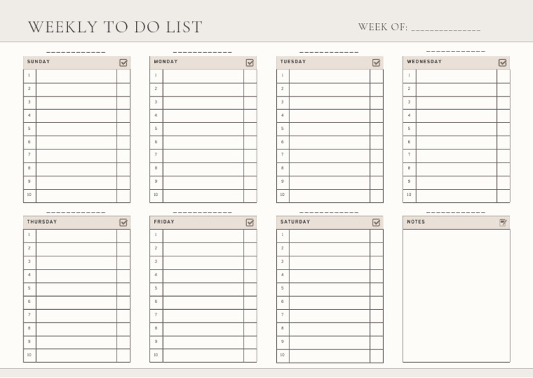 Weekly To Do List Landscape Planner (29.7 × 21 CM) | PDF