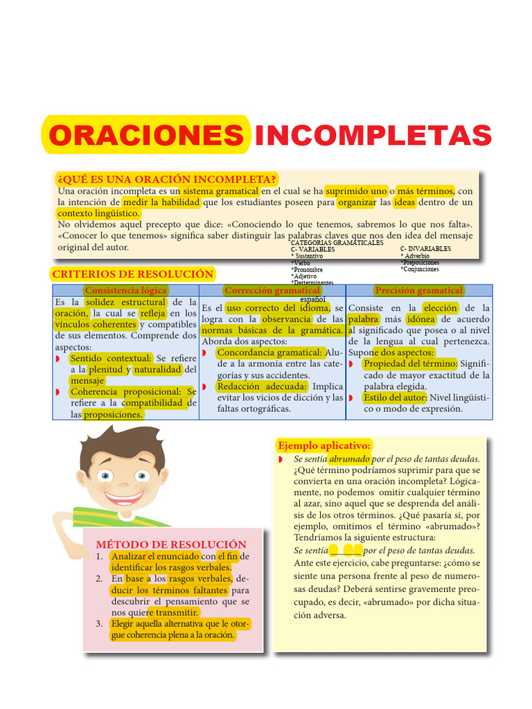 Oraciones Incompletas 1 (Recuperado 1) | PDF | Gramática | Palabra