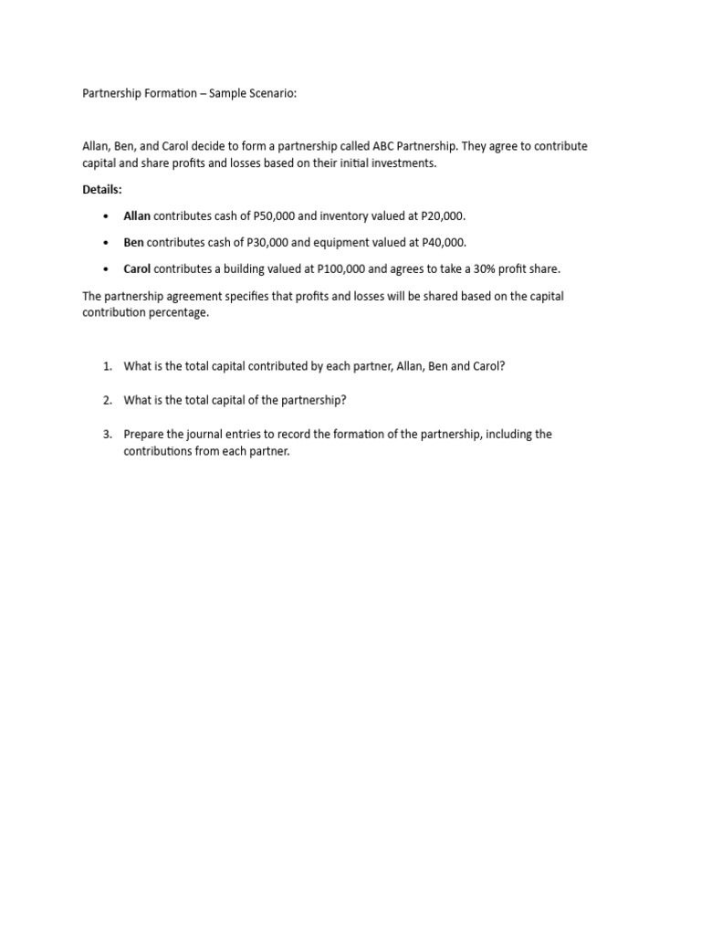 Partnership Formation Journal Entries | PDF