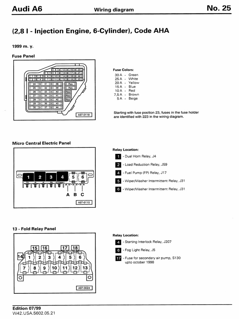 Audi A6 2.8L Engine 6-Cyl Wiring Diagram (D3E801866FC) | PDF | Airbag ...