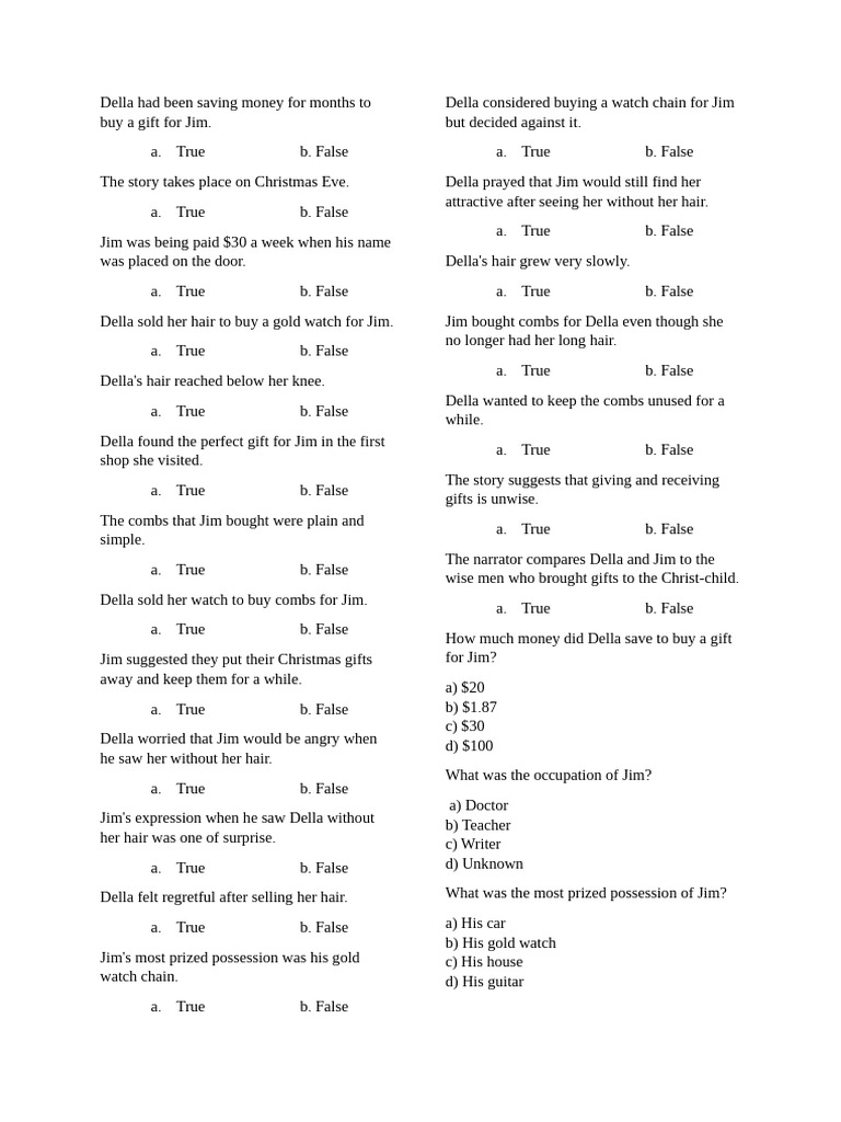 The Gift of The Magi & The Necklace | PDF