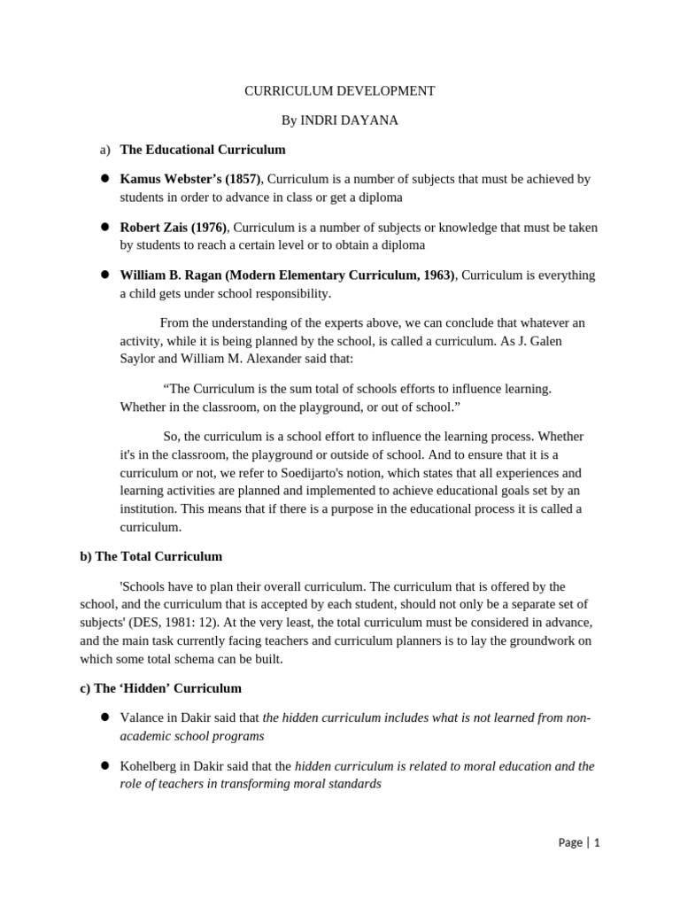 CURRICULUM DEVELOPMENT | PDF | Curriculum | Teachers
