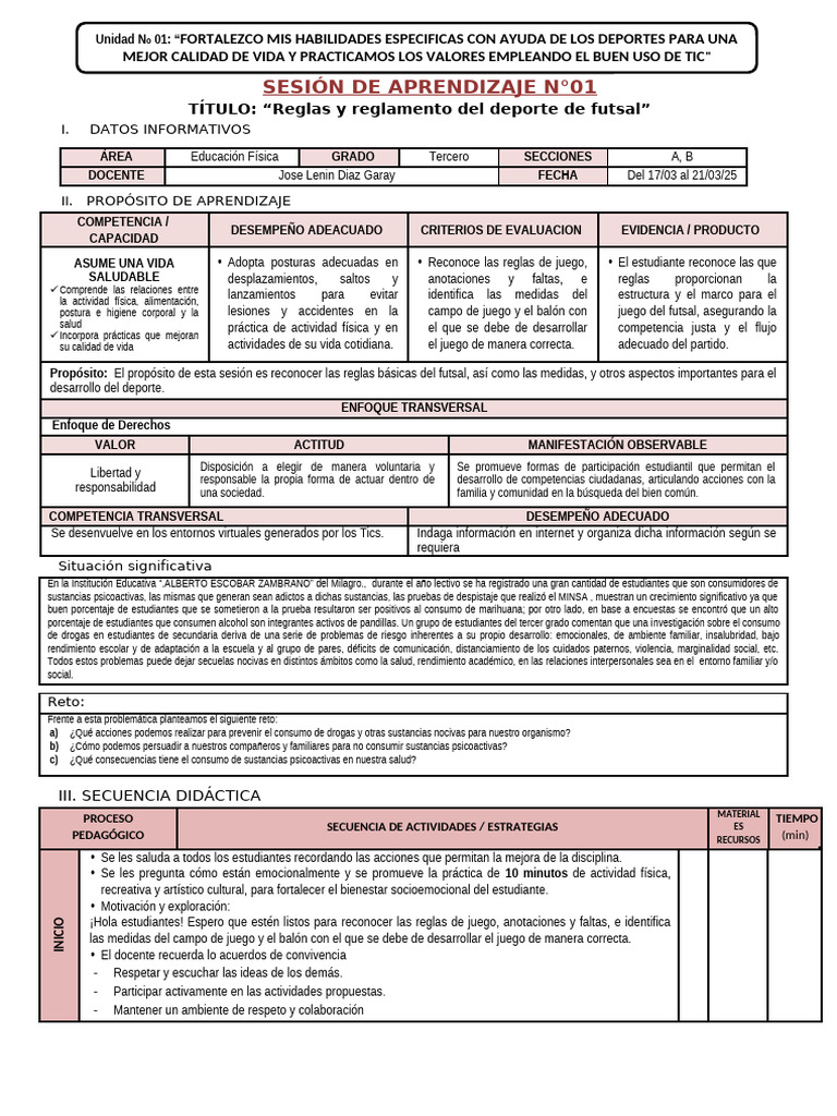 Sesión 01 Lenin Diaz Garay | PDF | Asociación de Futbol