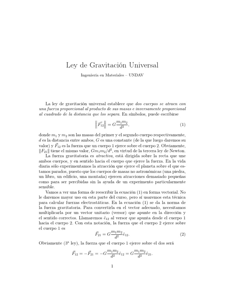 Ley de Gravitación Universal y Aplicaciones | PDF | Gravedad | Fuerza