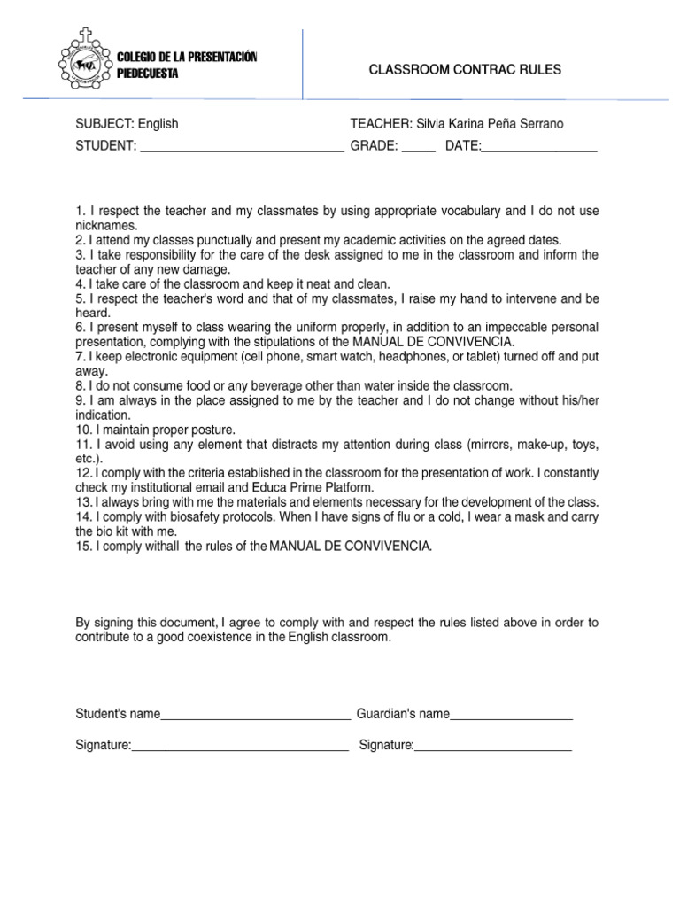 Normas de Clase 2025 ENGLISH | PDF