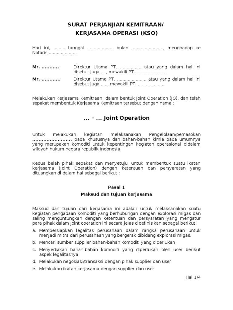 Format Draft Kontrak | PDF